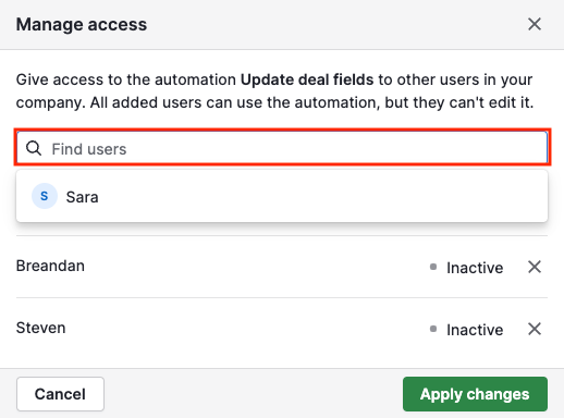 Set up automations for other users - Knowledge Base | Pipedrive